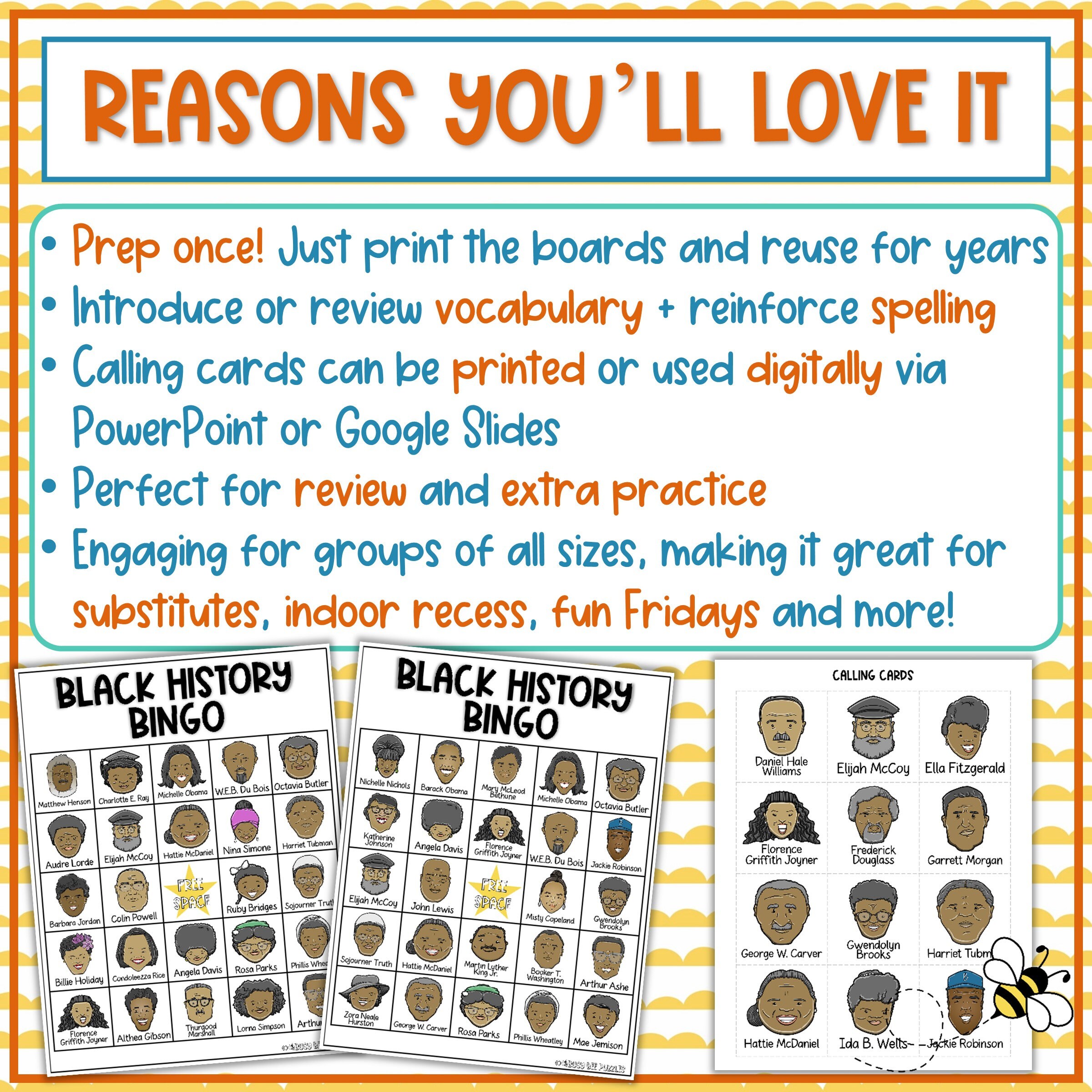 Black History Bingo Game - 35 Unique Cards, 2 Differentiated Sets of ...