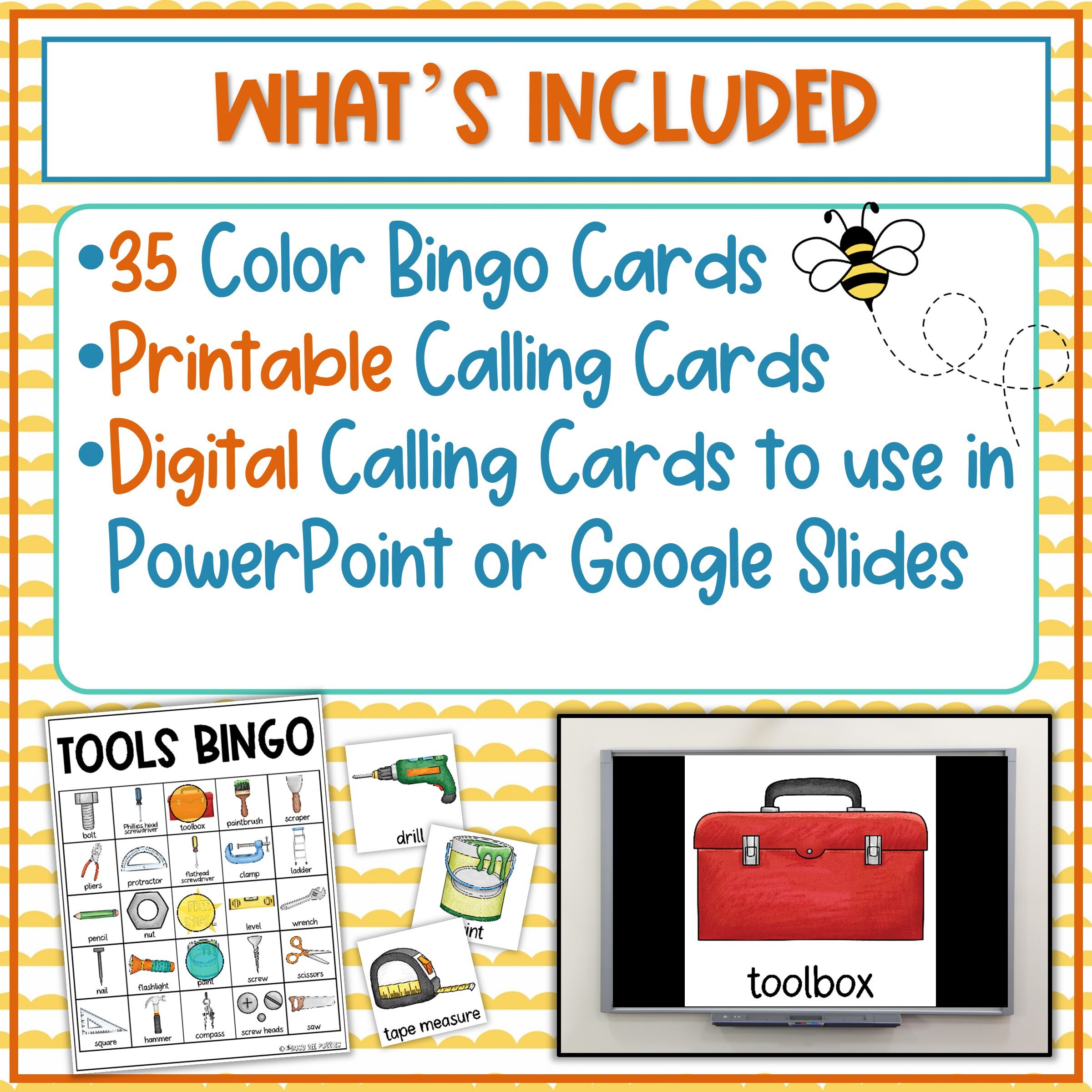 Toolbox Tools Bingo Game - 35 Unique Cards - Digital and Print Calling ...