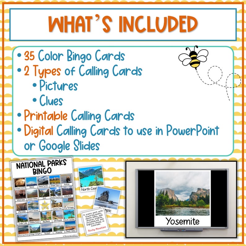 U.S. National Parks Bingo Game 35 Unique Cards With Real Pictures ...