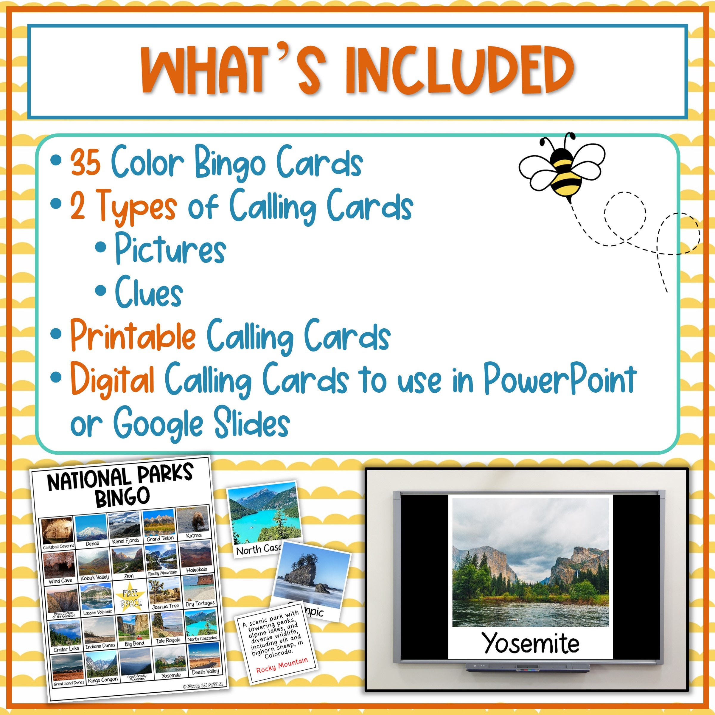 U.S. National Parks Bingo Game 35 Unique Cards With Real Pictures ...