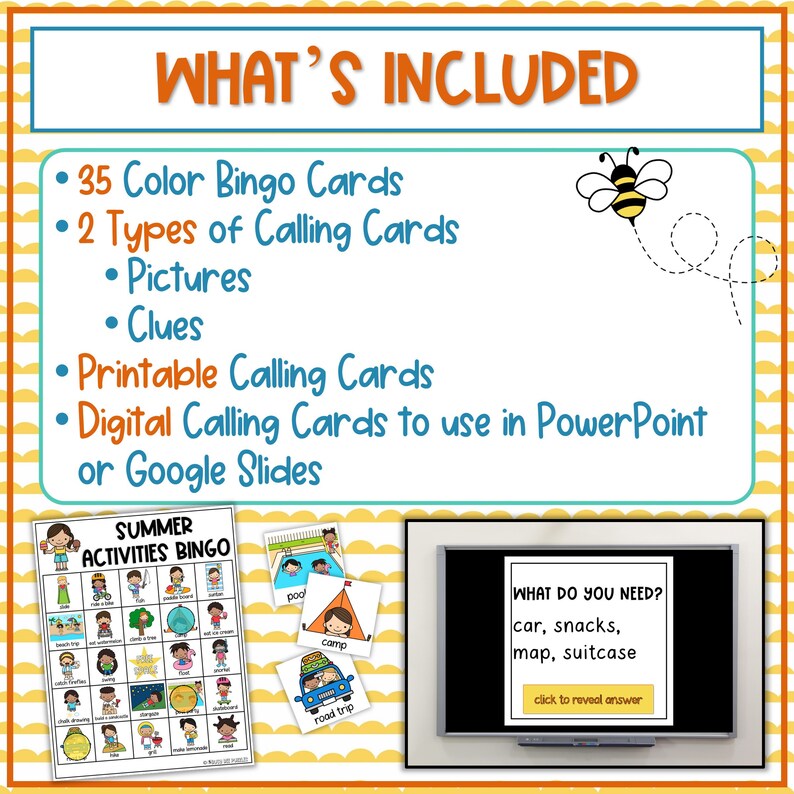Summer Verbs Bingo Game - 35 Unique Cards - Differentiated Calling ...