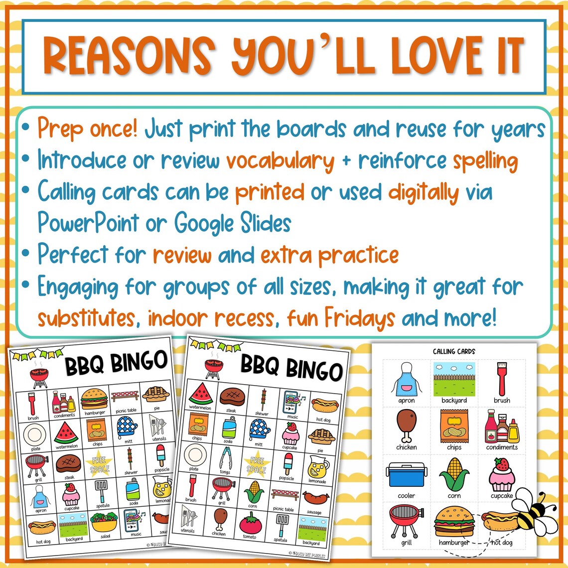 Summer Barbecue BBQ Bingo Game - 35 Unique Cards, Digital and Print ...