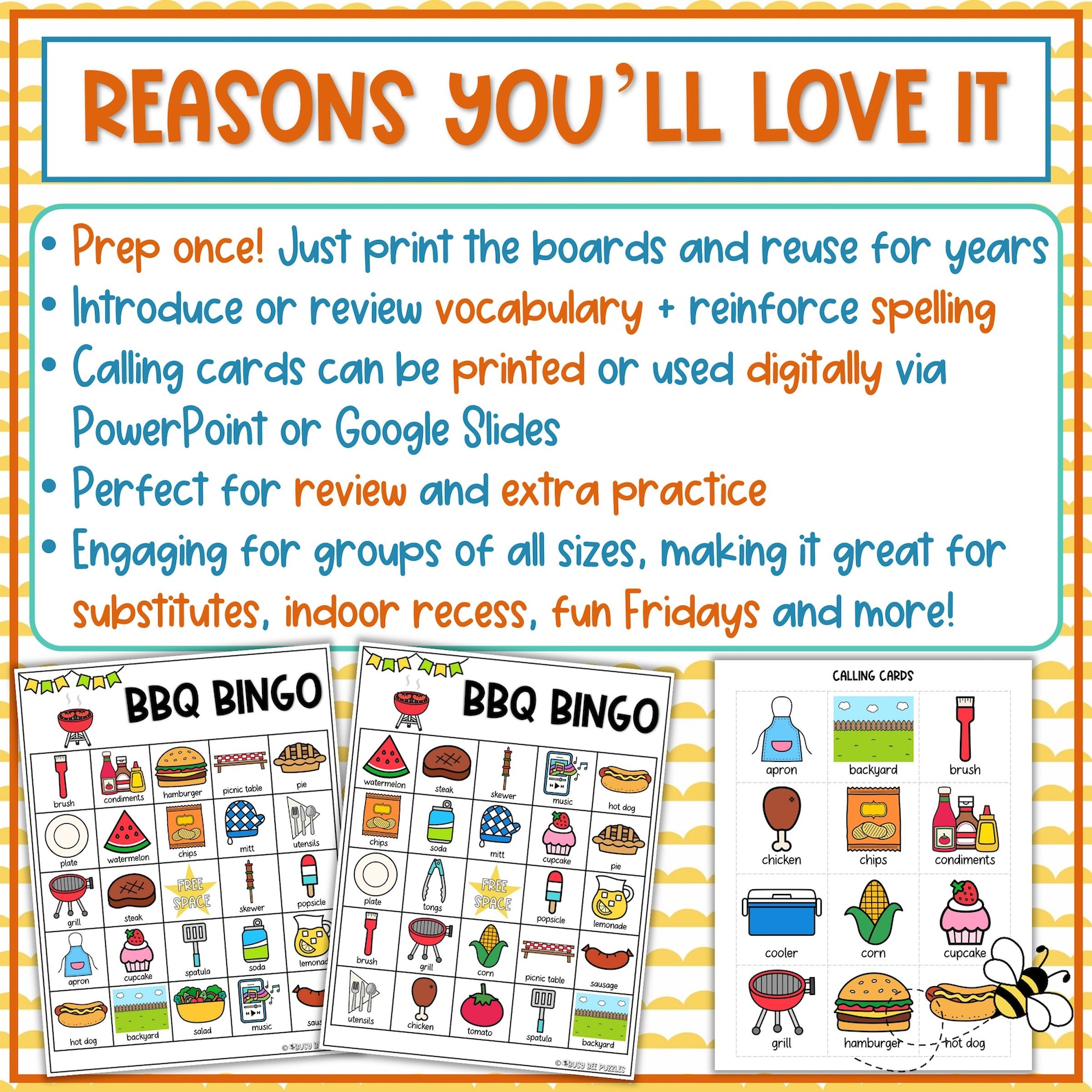 Summer Barbecue BBQ Bingo Game - 35 Unique Cards, Digital and Print ...