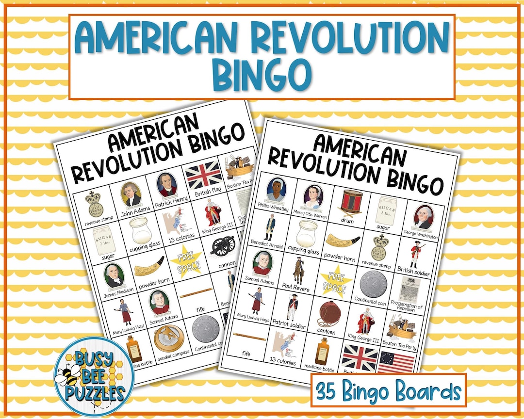 American Revolution Review Bingo Game U.S. History Revolutionary War ...