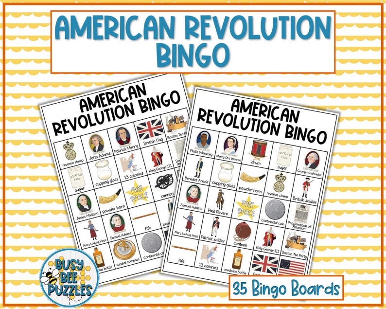American Revolution Review Bingo Game U.S. History Revolutionary War ...
