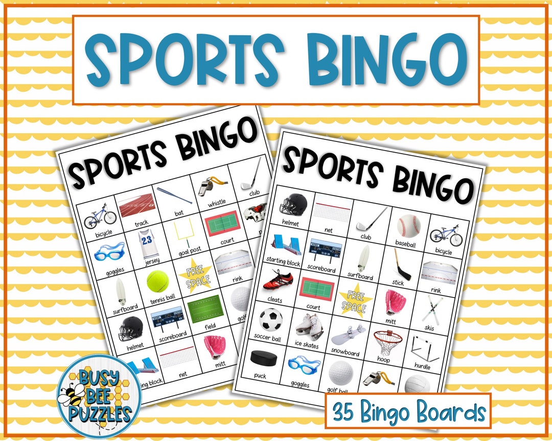 Sports Bingo Game - 35 Unique Cards With Real Pictures - 2 Sets of ...