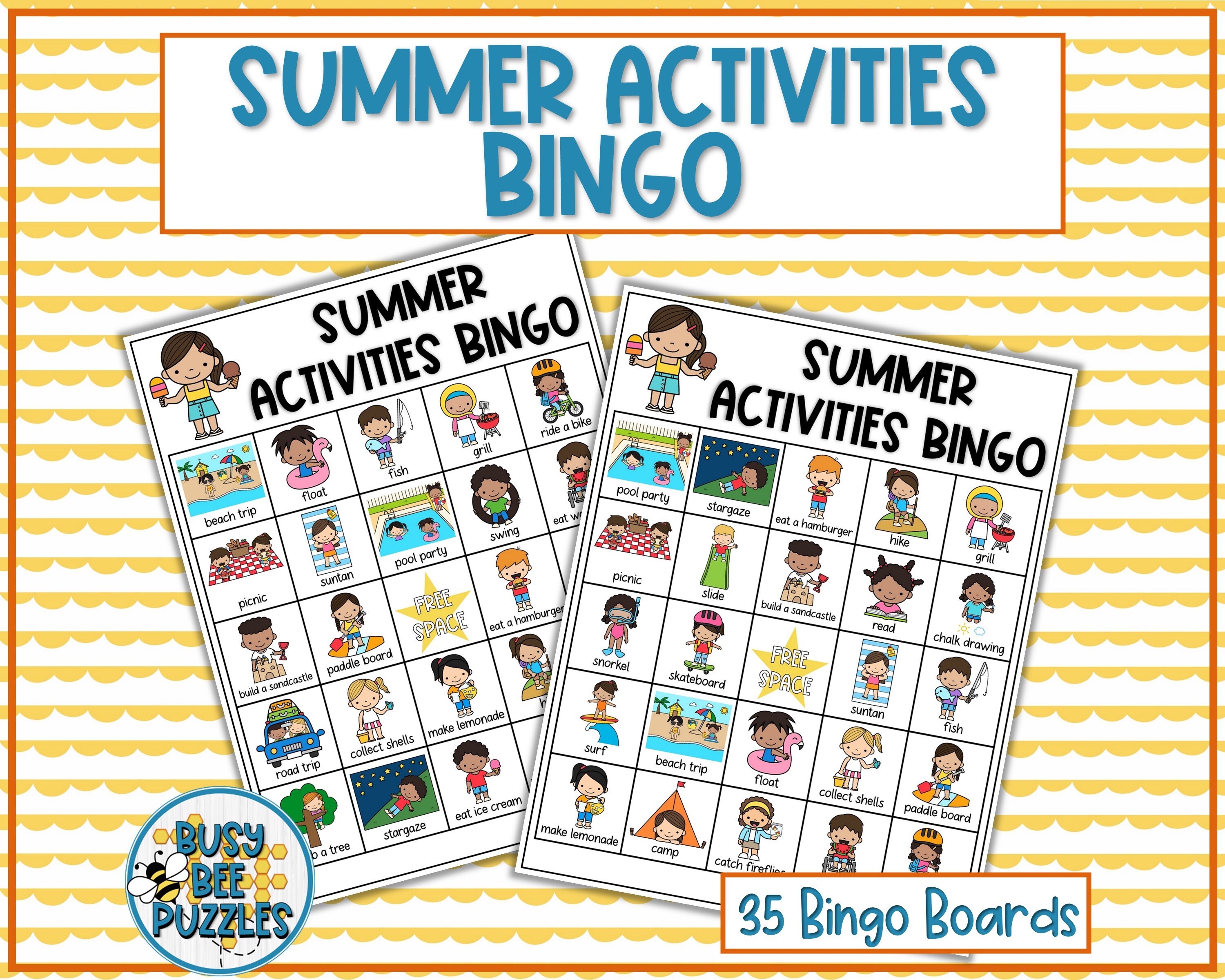 Summer Verbs Bingo Game - 35 Unique Cards - Differentiated Calling ...
