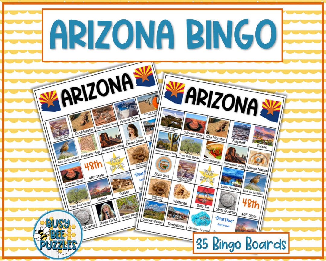 Arizona Bingo Game - 35 Unique Cards With Real Pictures - Digital and ...