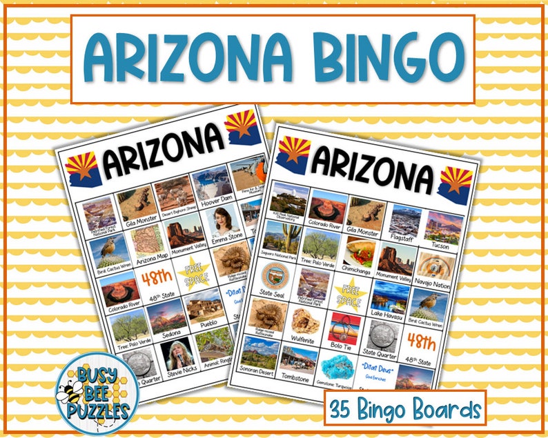 Arizona Bingo Game - 35 Unique Cards With Real Pictures - Digital and ...