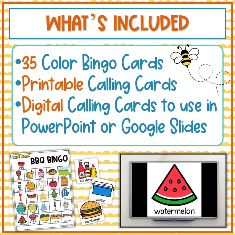 Summer Barbecue BBQ Bingo Game - 35 Unique Cards, Digital and Print ...