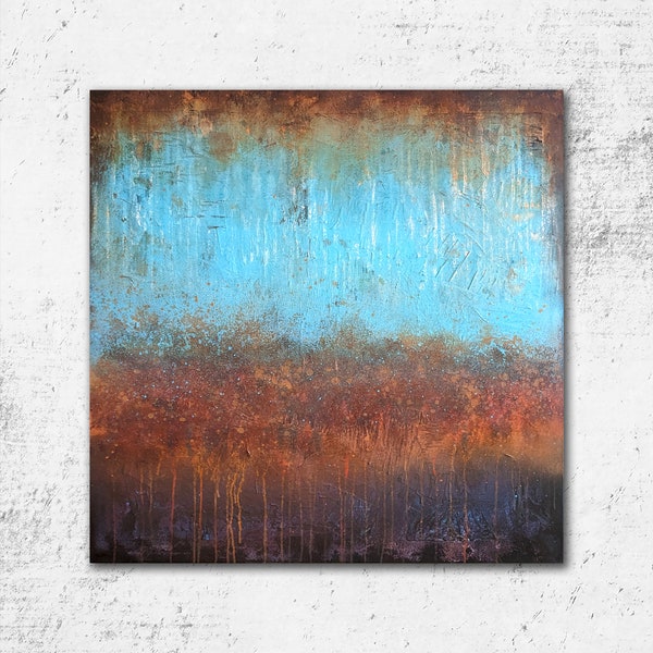Abstract Painting Blue Rust - Etsy