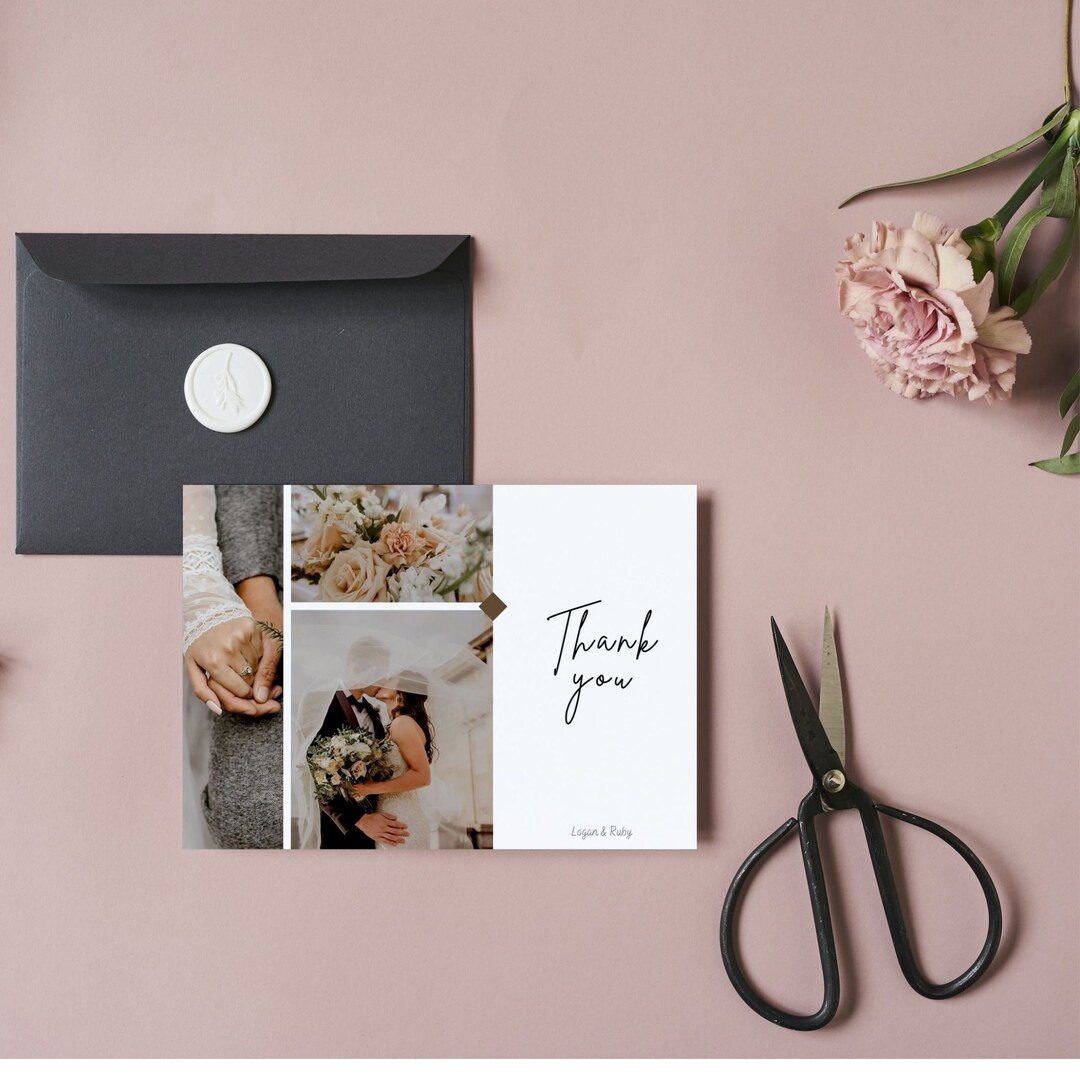 Photo Grid Thank You Card Template: Classic Style (digital Download) - Etsy