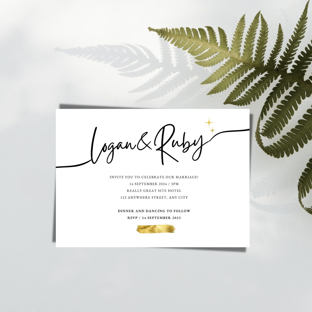 Classic Elegant Simple Wedding Invitation Template, Printable Classic ...