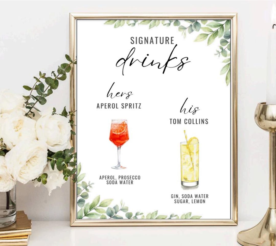 Signature Cocktail Sign, Custom Signature Drink Sign, Wedding Drink ...