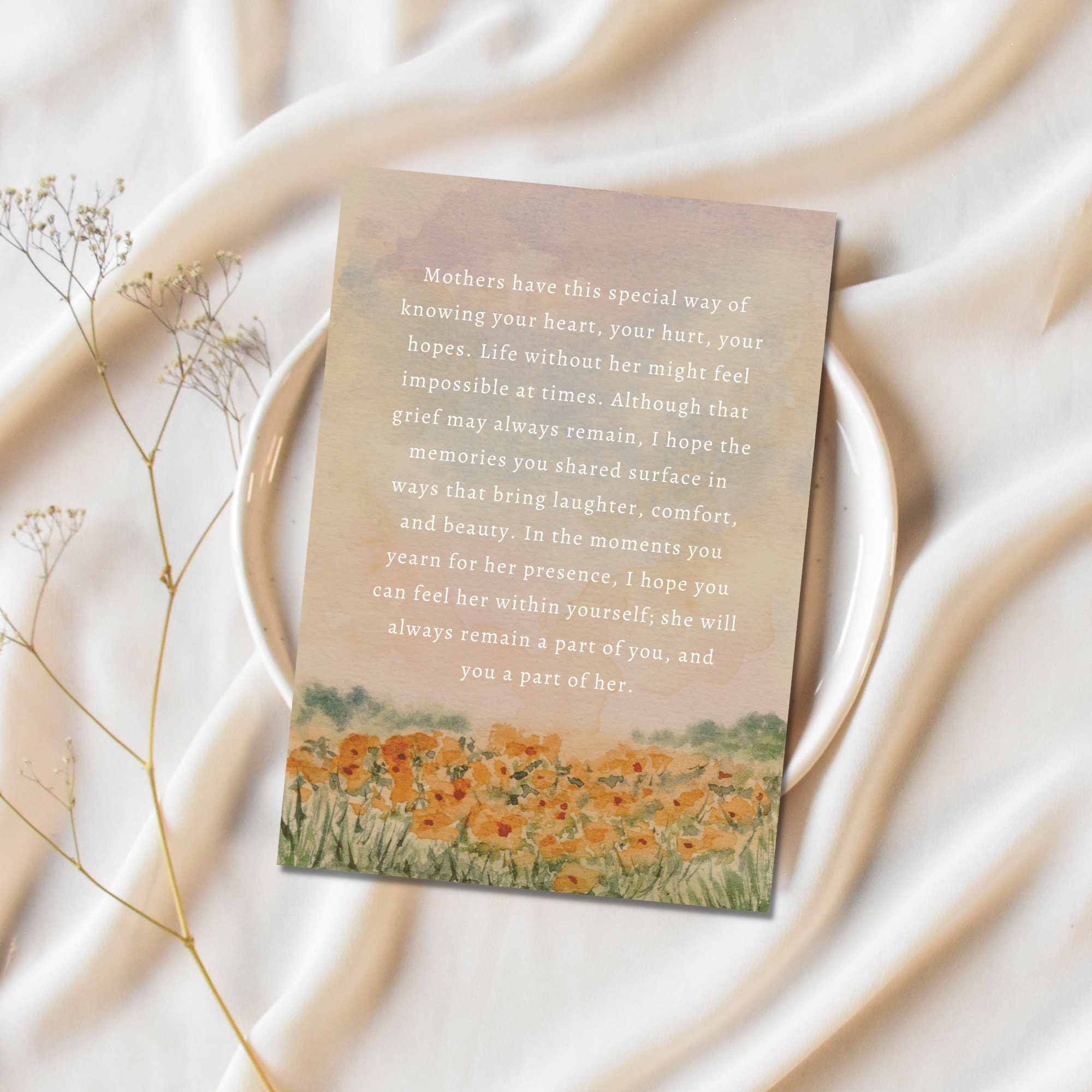 Loss of Mother Sympathy Card, Mother's Day Cards, Friends Loss of ...