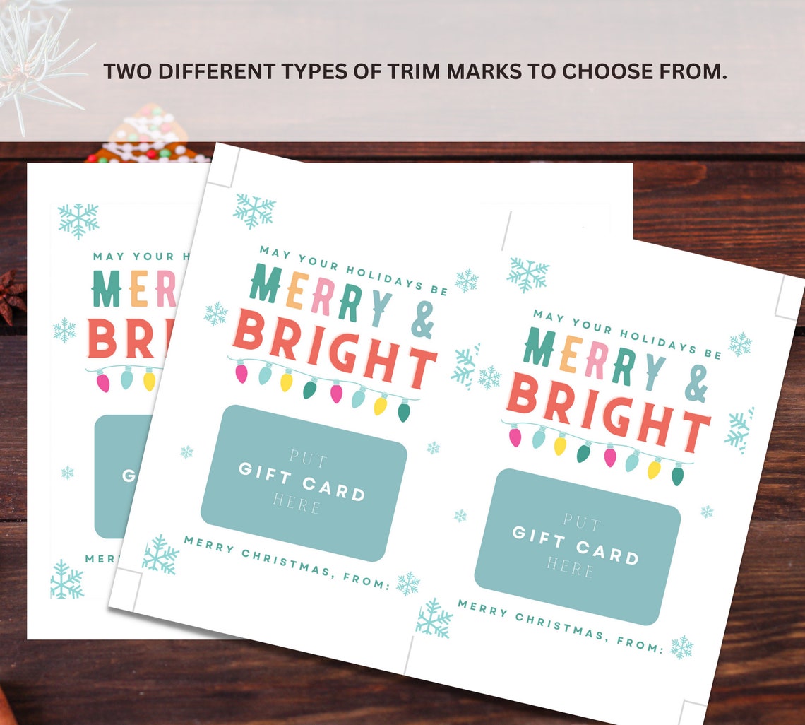 Holiday Gift Card Holder, Printable Merry and Bright Christmas Gift ...