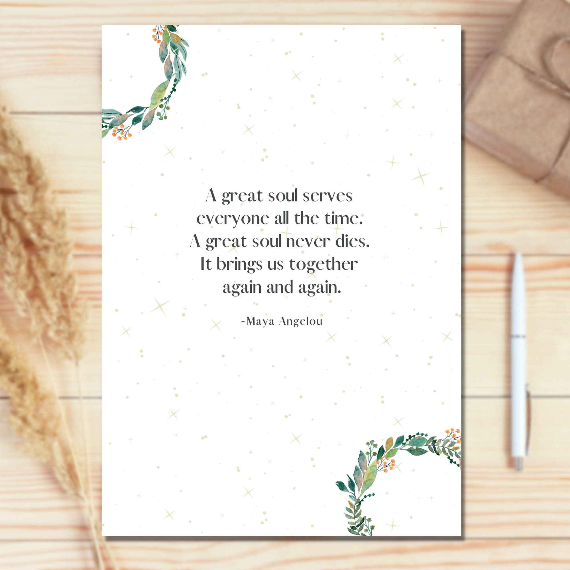 Printable Sympathy Card, A Great Soul Never Dies, Grieving Friend ...