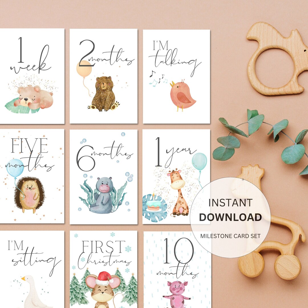Printable Monthly Milestone Cards, Baby Milestone Card Set, Milestone ...
