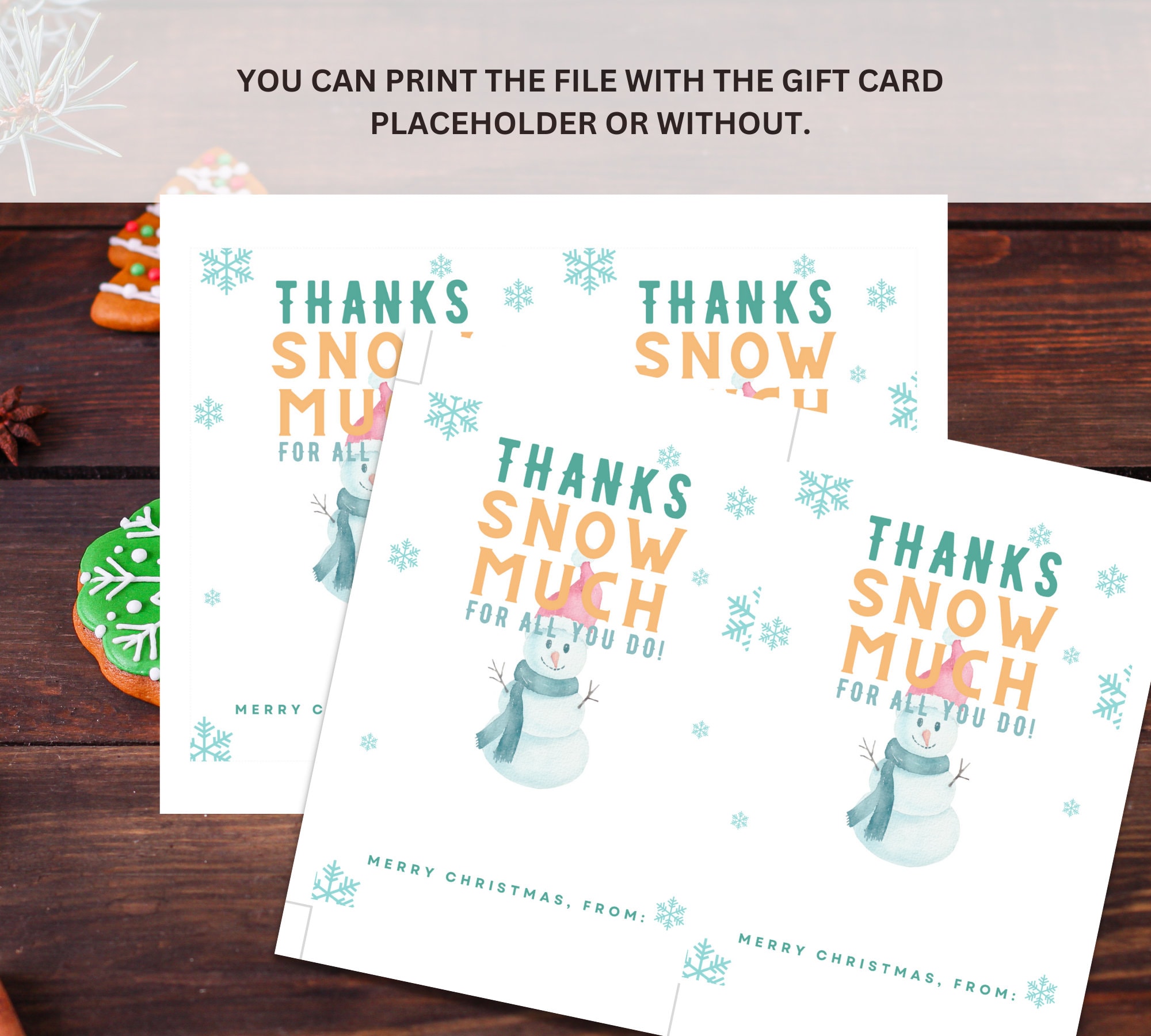 Printable Thank You Snow Much Christmas Gift Card Holder, Holiday Gift ...