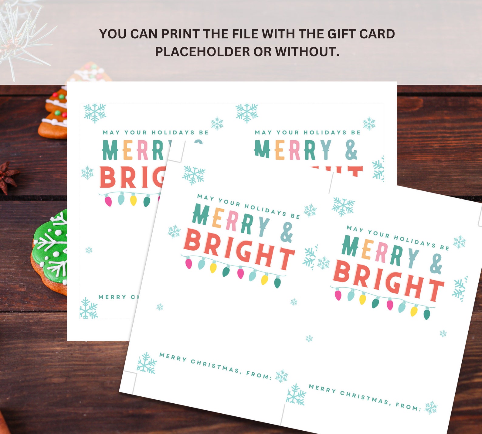Holiday Gift Card Holder, Printable Merry and Bright Christmas Gift ...