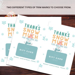 Printable Thank You Snow Much Christmas Gift Card Holder, Holiday Gift ...