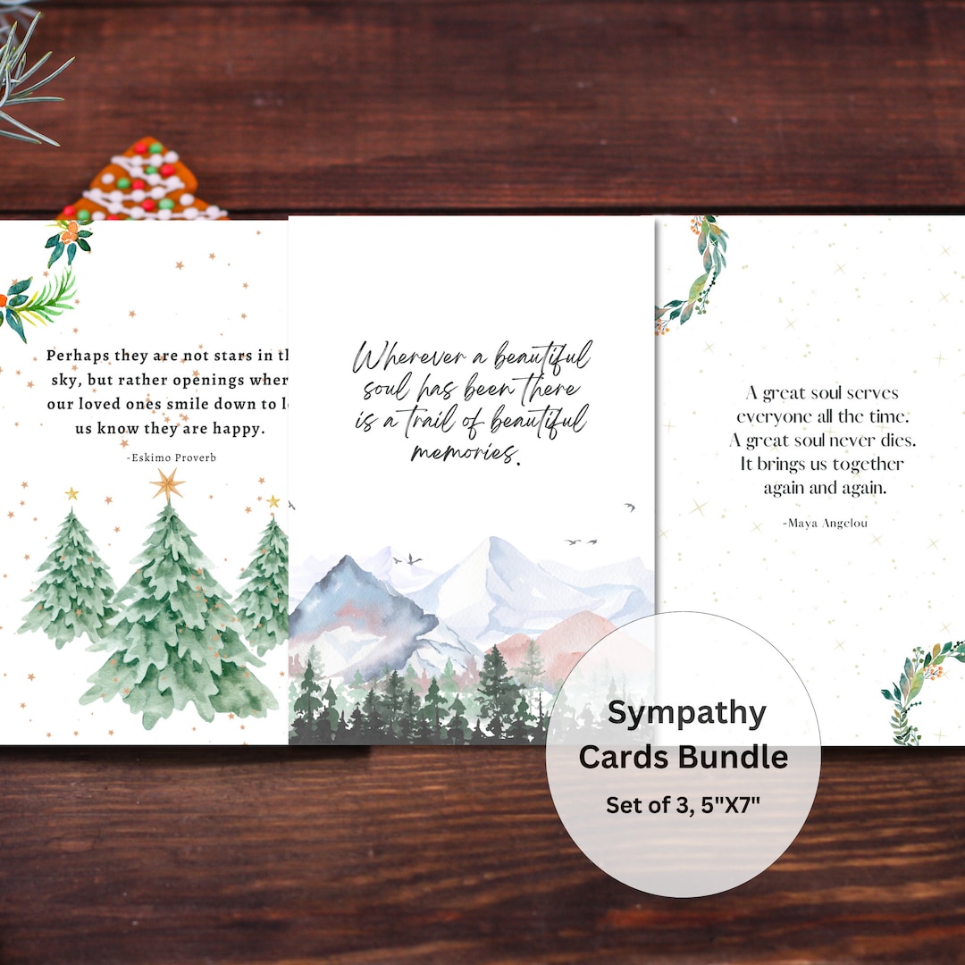 Bundle of 3 Sympathy Cards, Grieving Friend Holiday Gift, Holiday ...