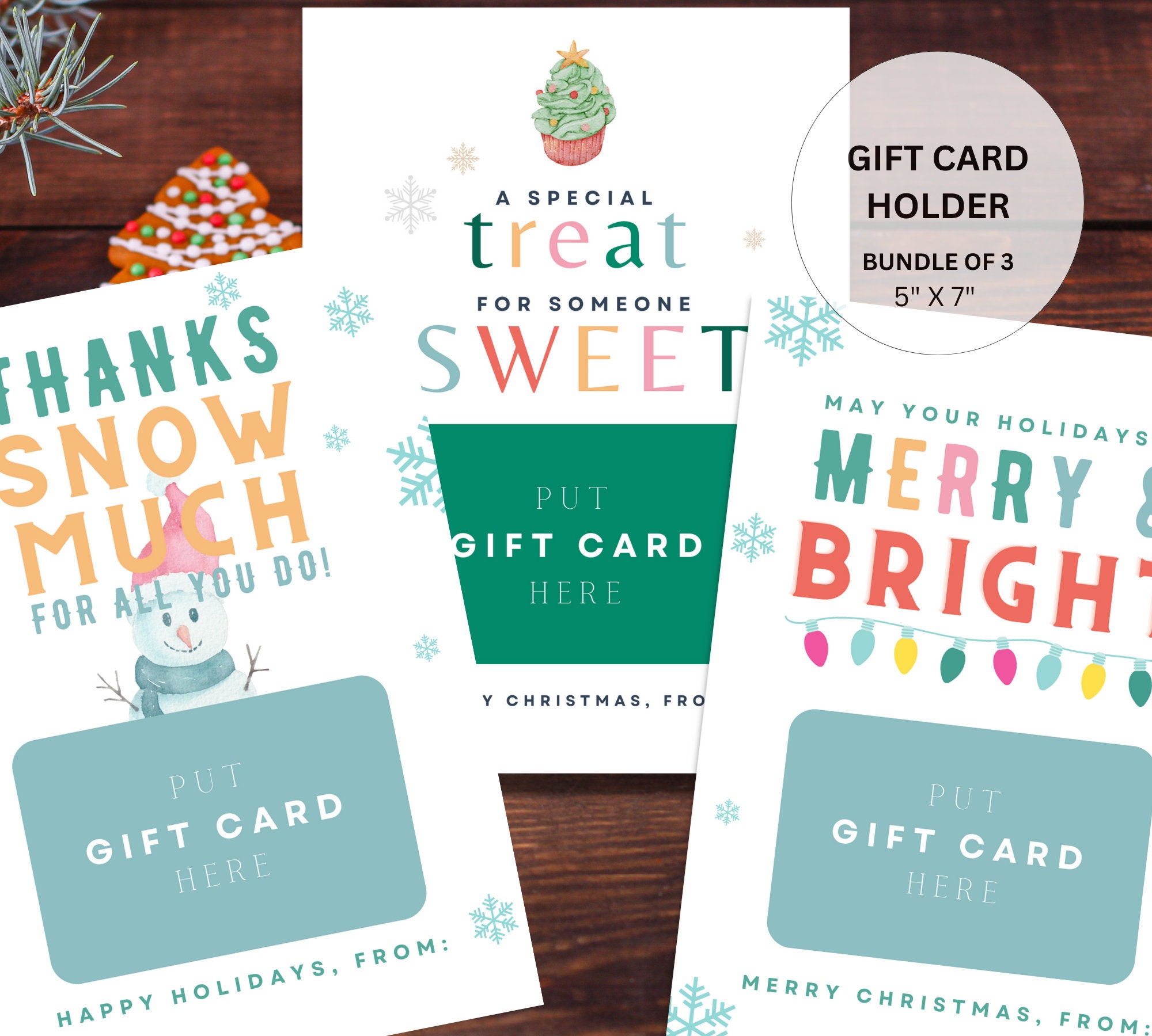 Holiday Gift Card Holder, Printable Gift Card BUNDLE, Gift Certificates ...