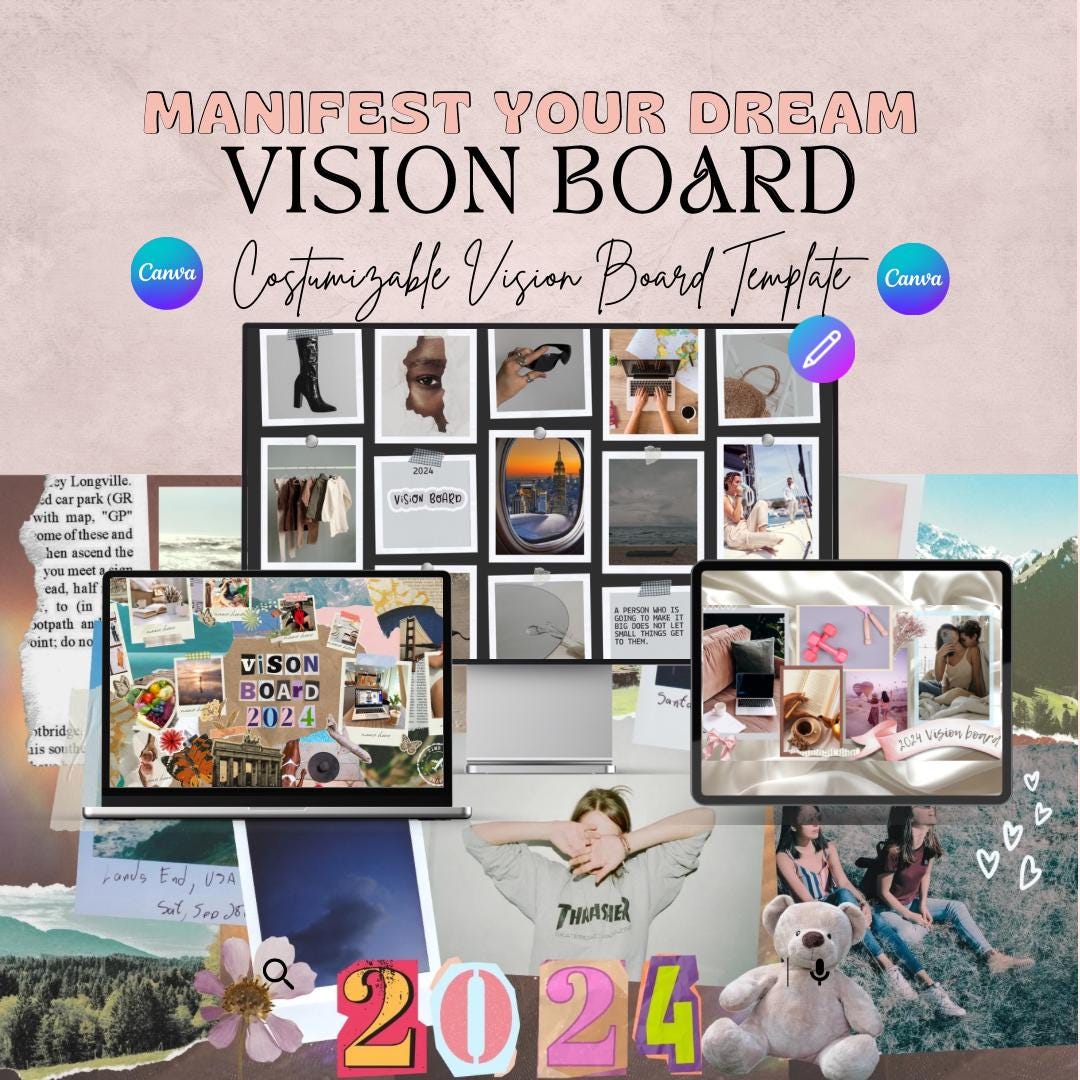 2024 Vision Board Kit for Teens | Printable Costumizable Manifestation ...