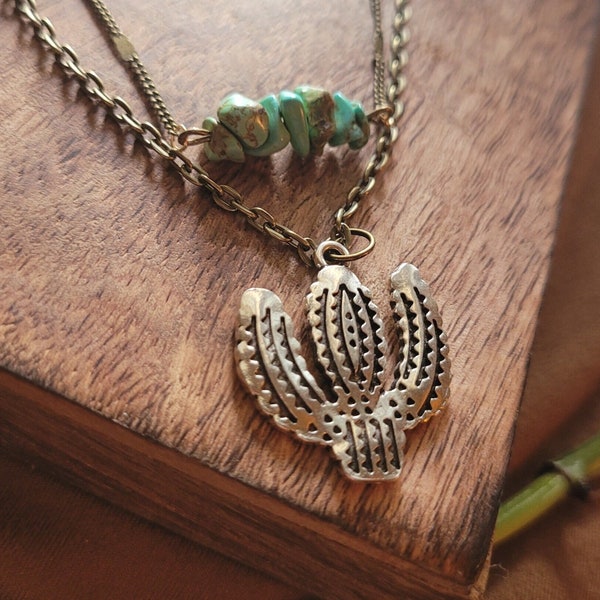 Turquoise Cactus Necklace - Etsy