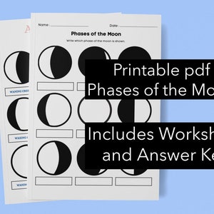 Childrens Worksheet, Phases of the Moon, Kids Printable Worksheet and ...
