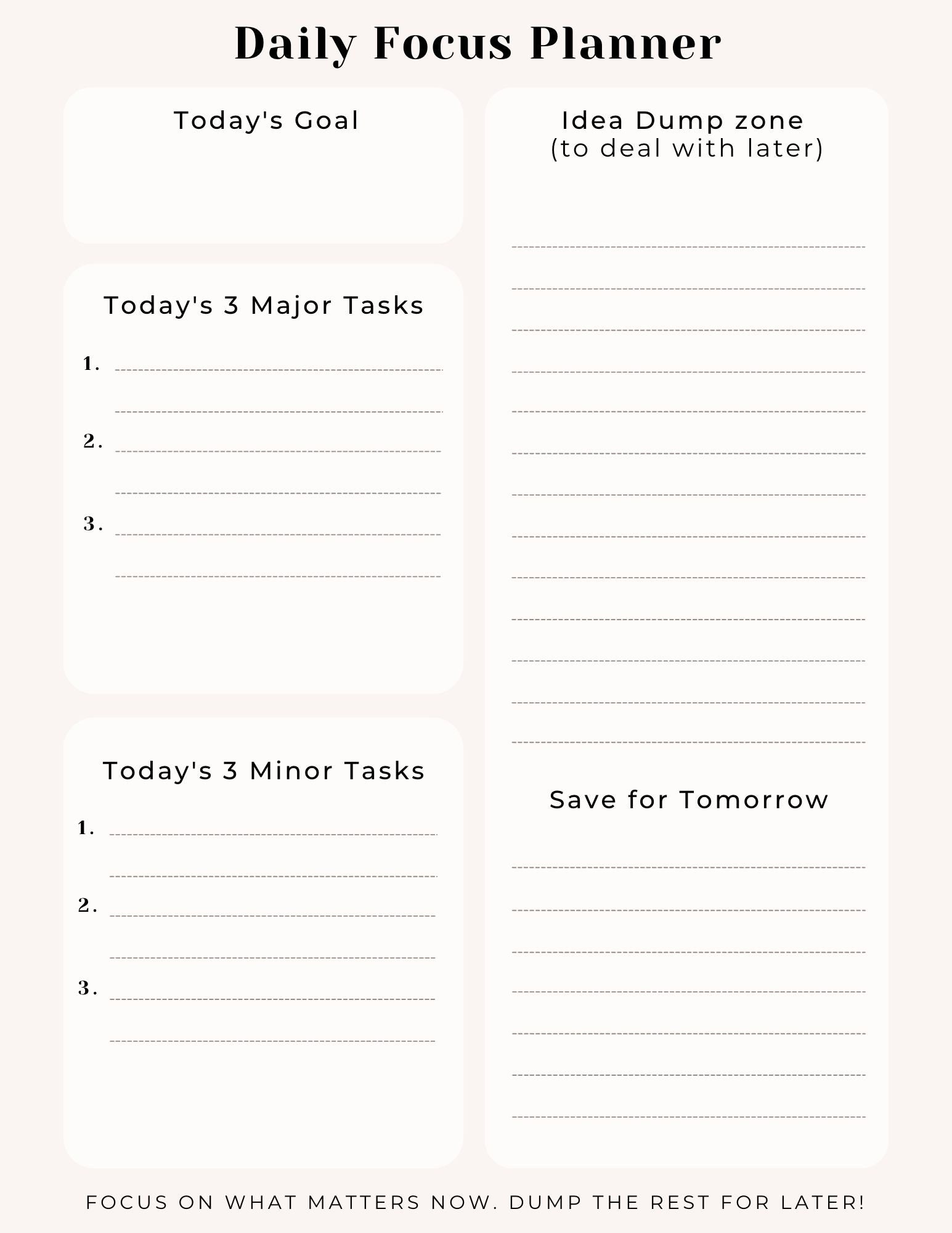 Focus Planner, Goal and Priority Focused Planner, Download and Print 8. ...