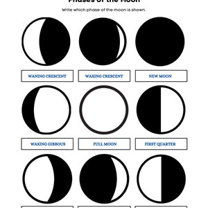 Childrens Worksheet, Phases of the Moon, Kids Printable Worksheet and ...
