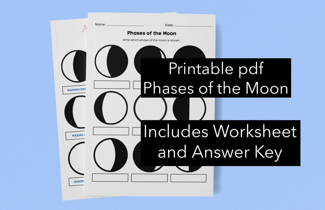 Childrens Worksheet, Phases of the Moon, Kids Printable Worksheet and ...