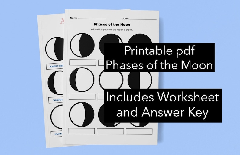 Childrens Worksheet, Phases of the Moon, Kids Printable Worksheet and ...