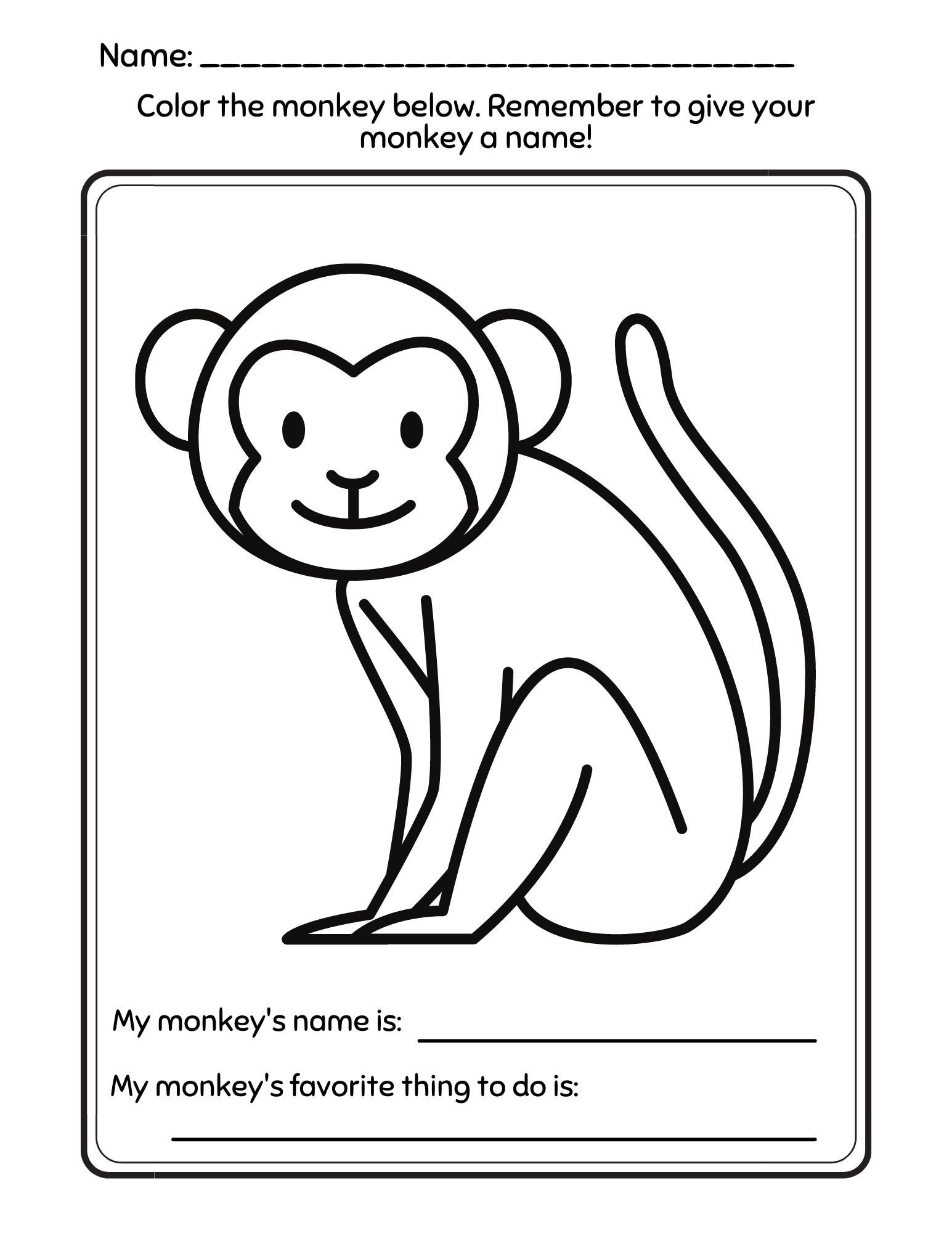 5 Animal Coloring Pages Instant Download Monkey Zebra - Etsy