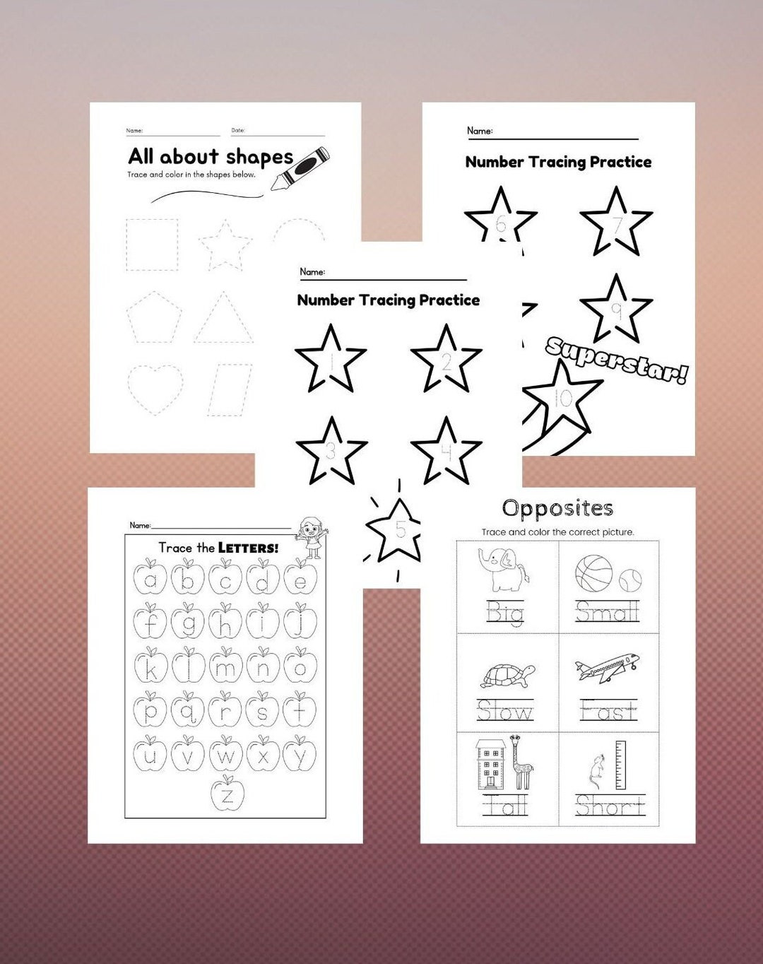 Bundle***printable Tracing Worksheets, Downloadable, Homeschool ...