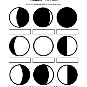 Childrens Worksheet, Phases of the Moon, Kids Printable Worksheet and ...