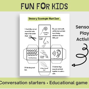 Printable Sensory Scavenger Hunt Cube Game, Kids Scavenger Hunt ...