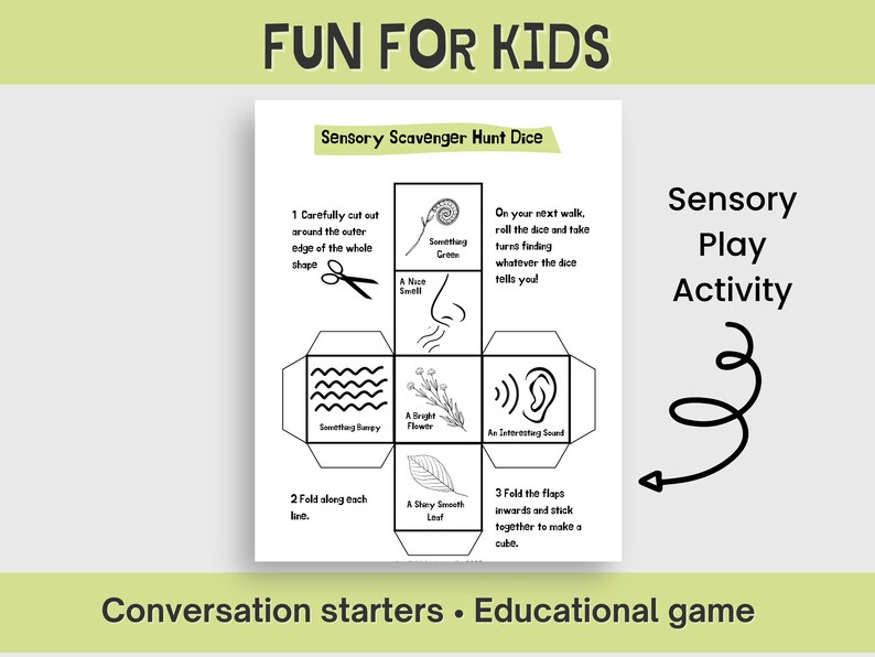 Printable Sensory Scavenger Hunt Cube Game, Kids Scavenger Hunt ...