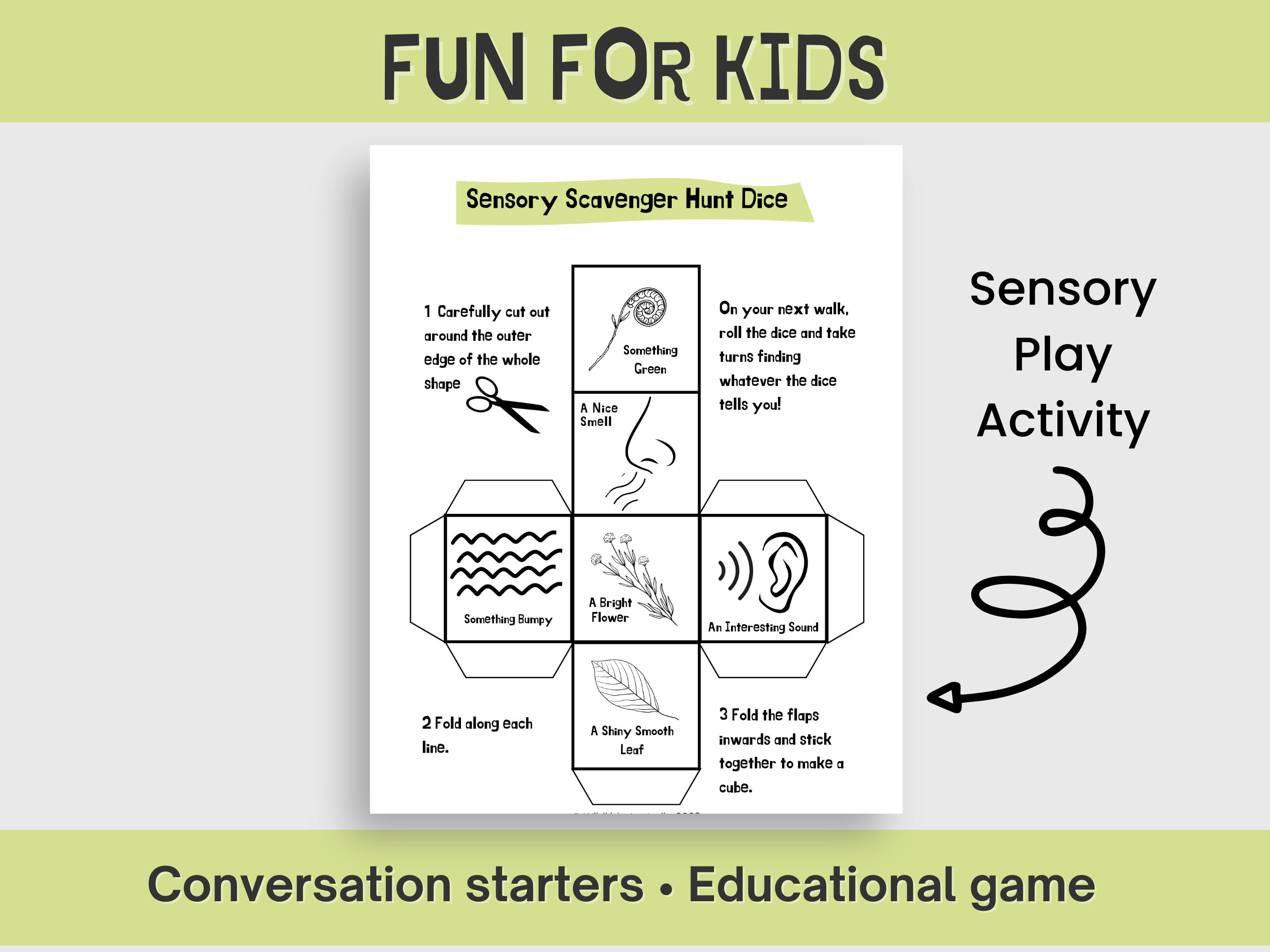 Printable Sensory Scavenger Hunt Cube Game, Kids Scavenger Hunt ...