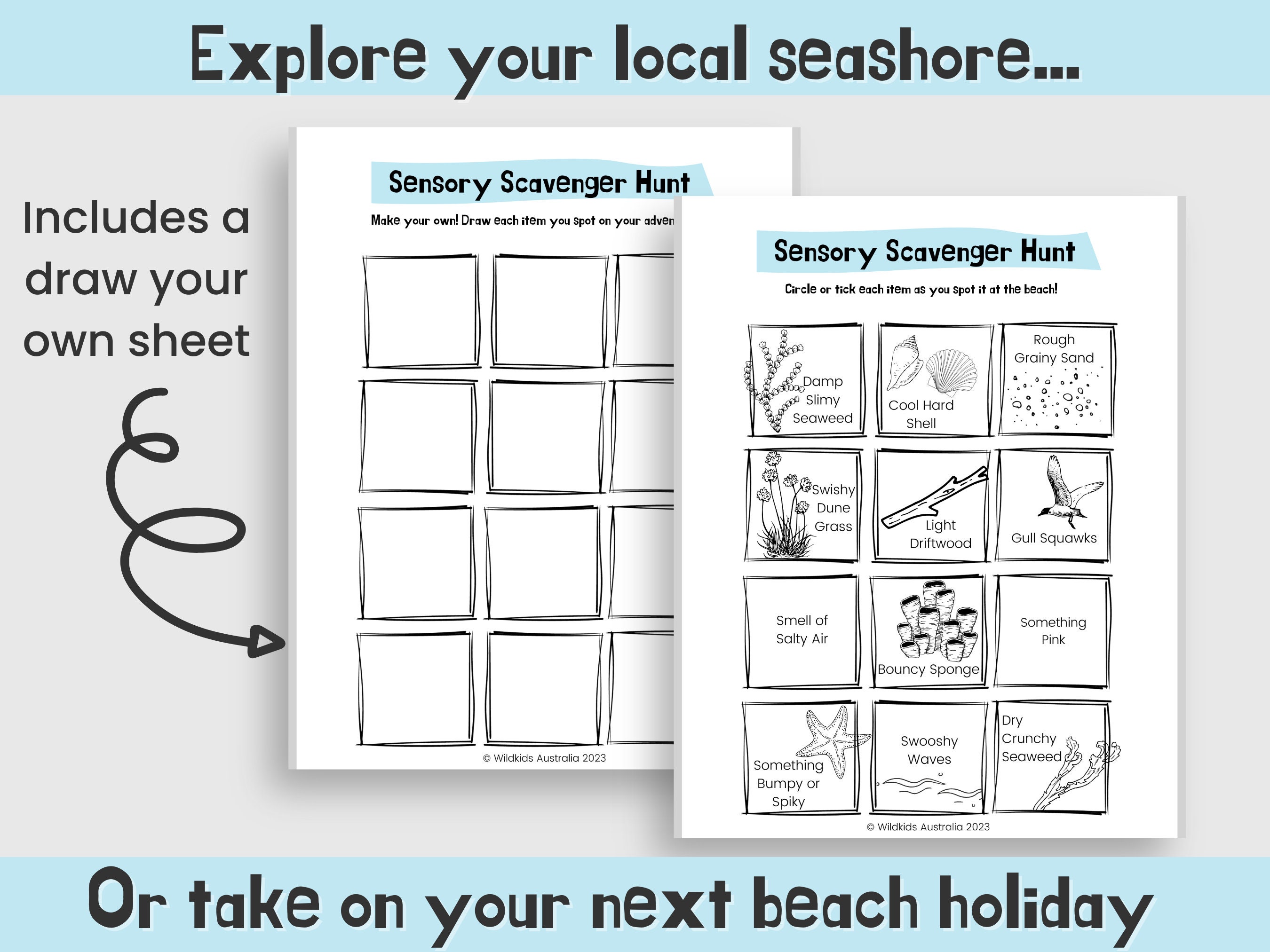 Printable Sensory Scavenger Hunt for the Beach, Kids Scavenger Hunt ...