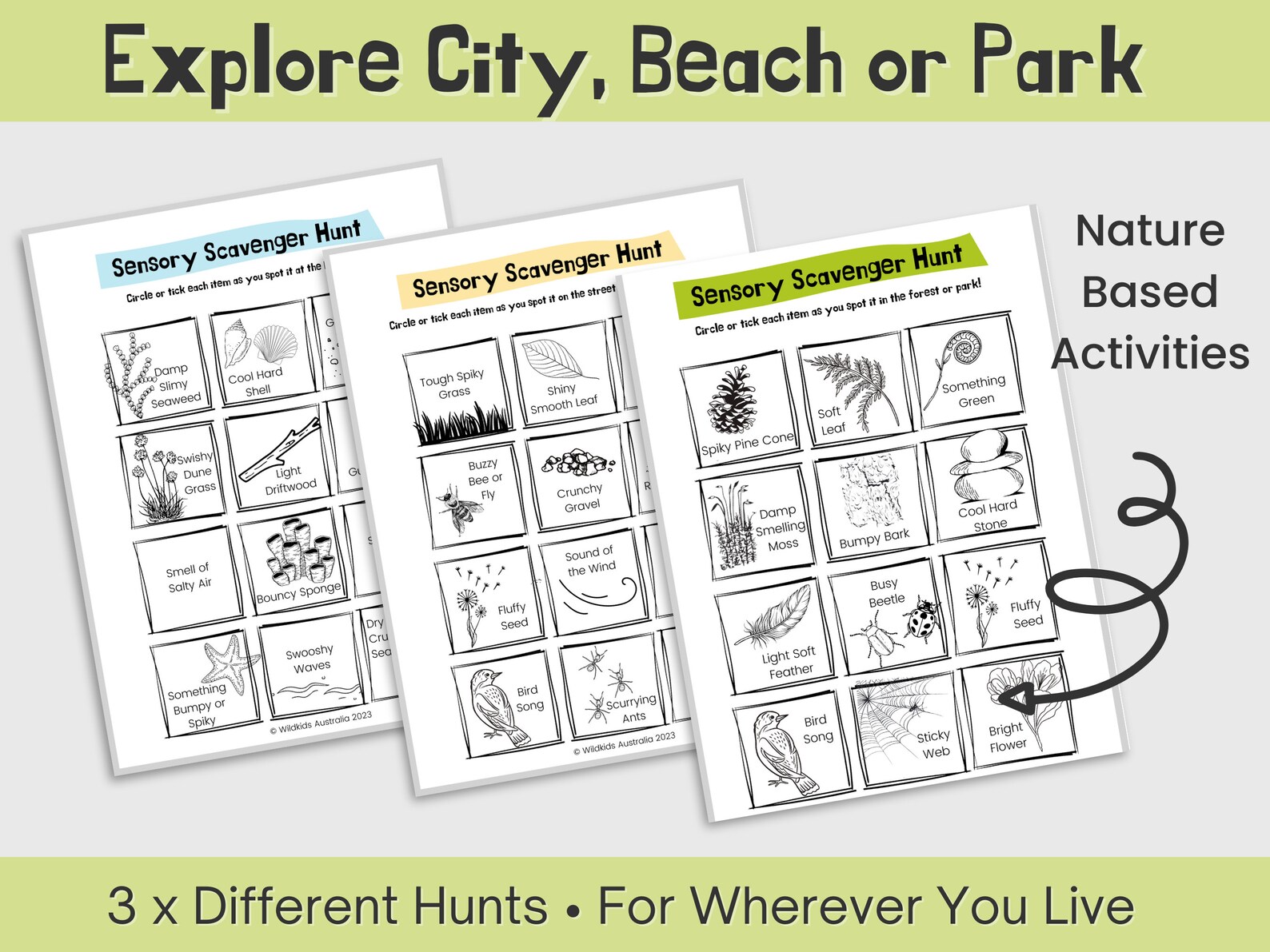 Printable Sensory Scavenger Hunt Bundle, Kids Scavenger Hunt, Sensory ...