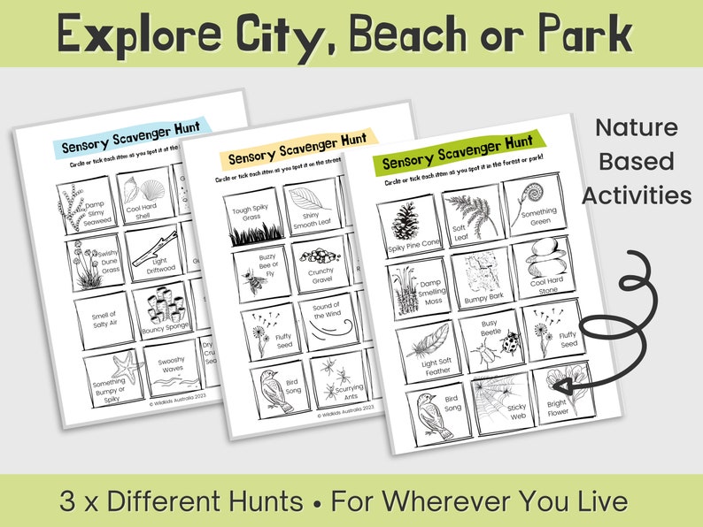 Printable Sensory Scavenger Hunt Bundle, Kids Scavenger Hunt, Sensory ...