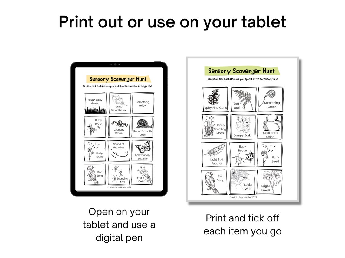 Printable Sensory Scavenger Hunt Bundle, Kids Scavenger Hunt, Sensory ...