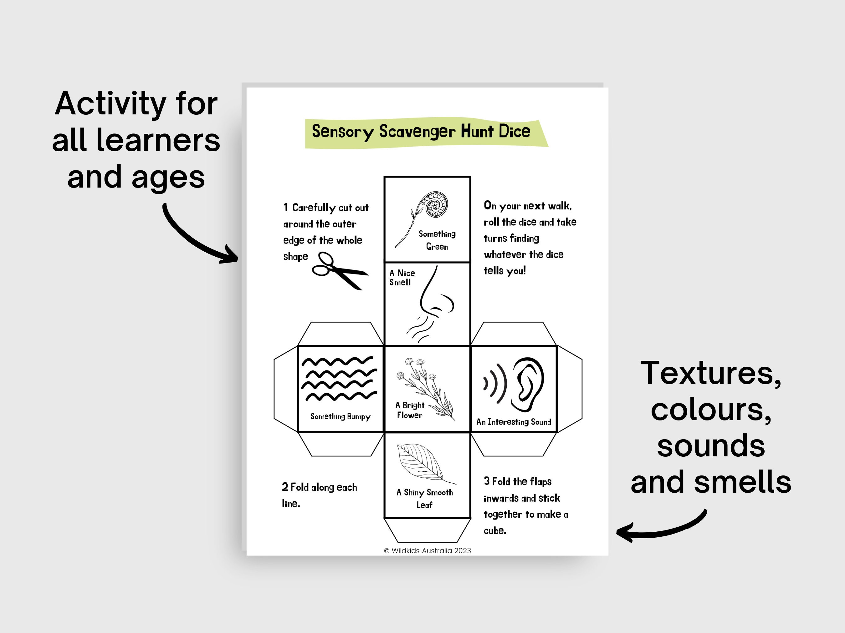 Printable Sensory Scavenger Hunt Cube Game, Kids Scavenger Hunt ...