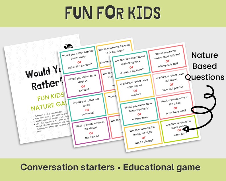 Would You Rather Game, Printable Game Cards, Fun Game for Kids, Family ...