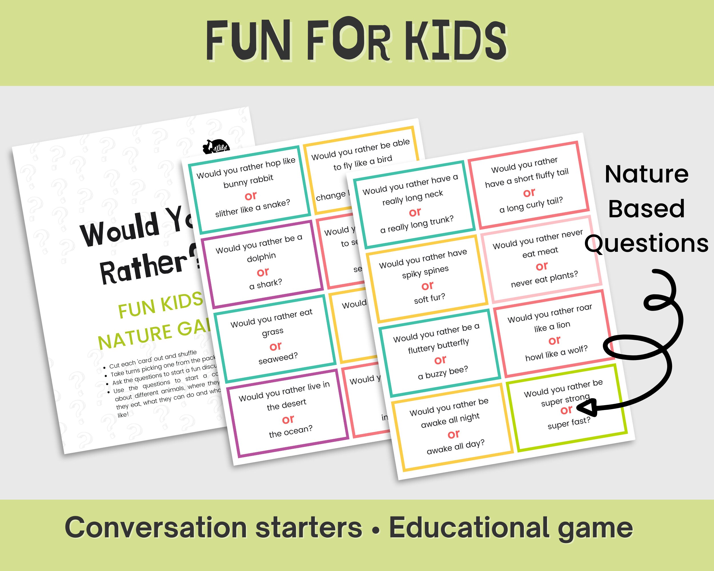 Would You Rather Game, Printable Game Cards, Fun Game for Kids, Family ...