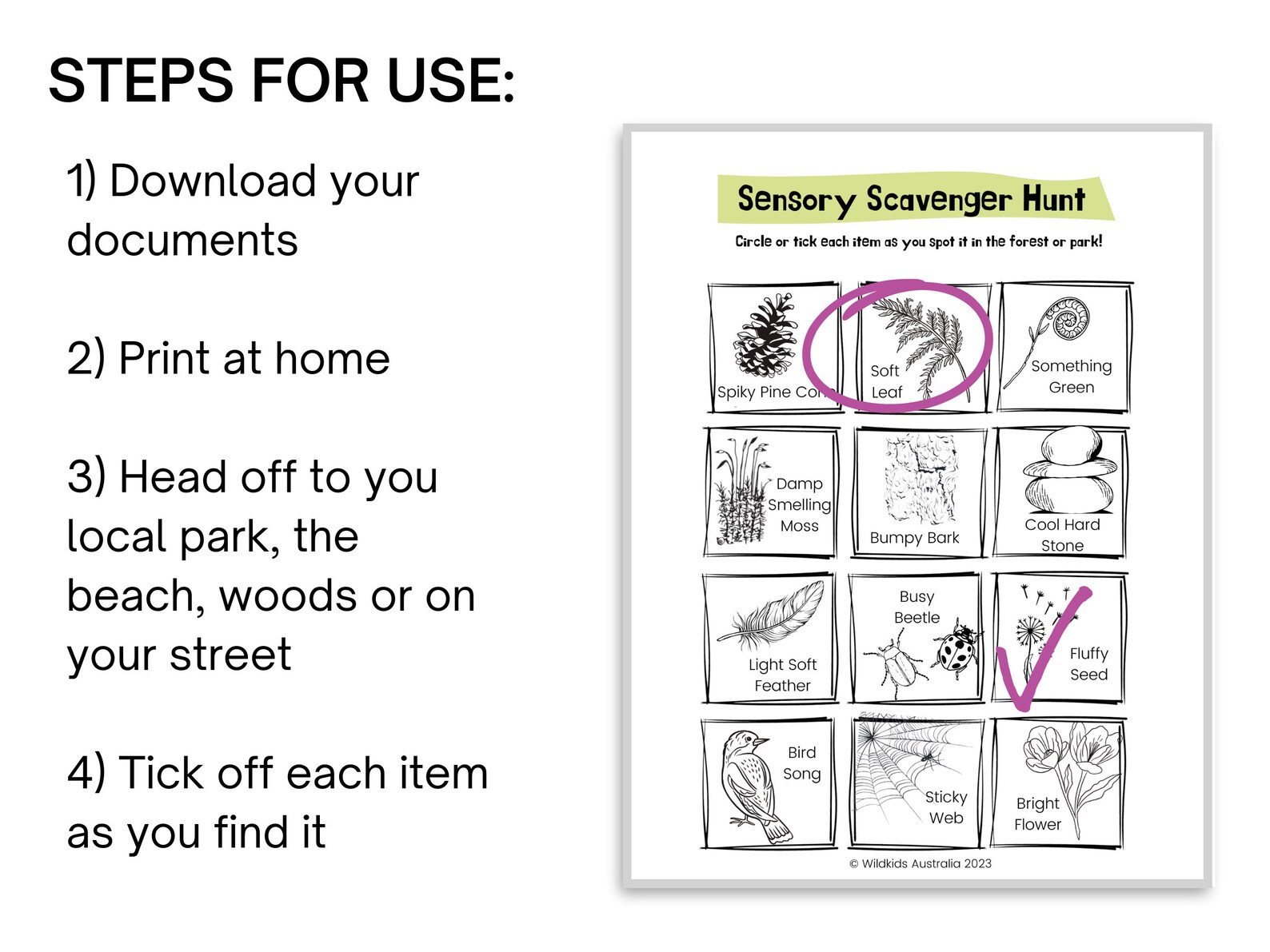 Printable Sensory Scavenger Hunt Bundle, Kids Scavenger Hunt, Sensory ...