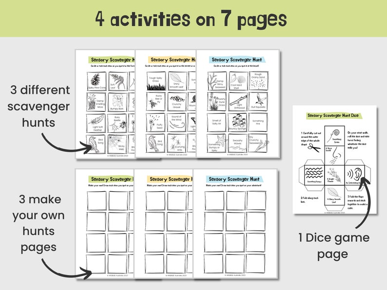 Printable Sensory Scavenger Hunt Bundle, Kids Scavenger Hunt, Sensory ...