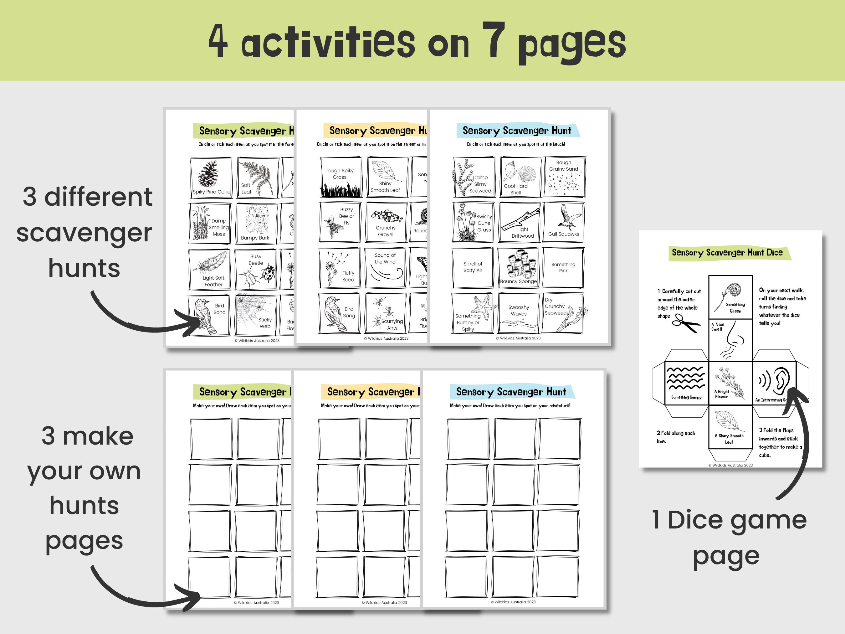 Printable Sensory Scavenger Hunt Bundle, Kids Scavenger Hunt, Sensory ...